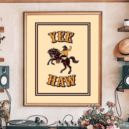 Yee-haw Gold Poster Art Print Unframed - Etsy