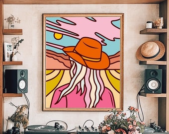 Retro Cowgirl Wall Art - Etsy