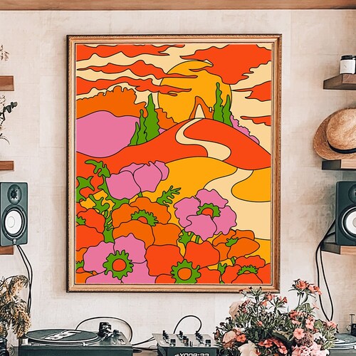 Hippie Print Retro 70s Home Decor 70s Psychedelic Print 70s - Etsy