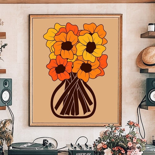 70s Decor 70s Wall Art Flower Child Art 70s Floral Pattern - Etsy