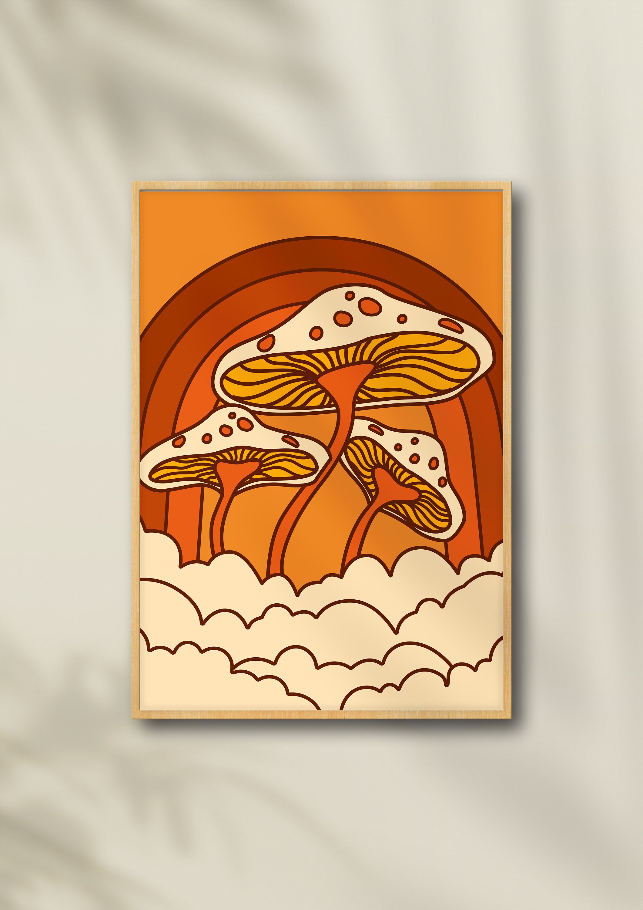 Mushroom Decor 70s Wall Art Mushroom Art Rainbow Decor - Etsy Canada