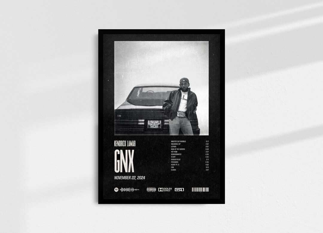 Kendrick Lamar GNX Poster, Album Cover Tracklist Wall Art, Dark Hip Hop ...