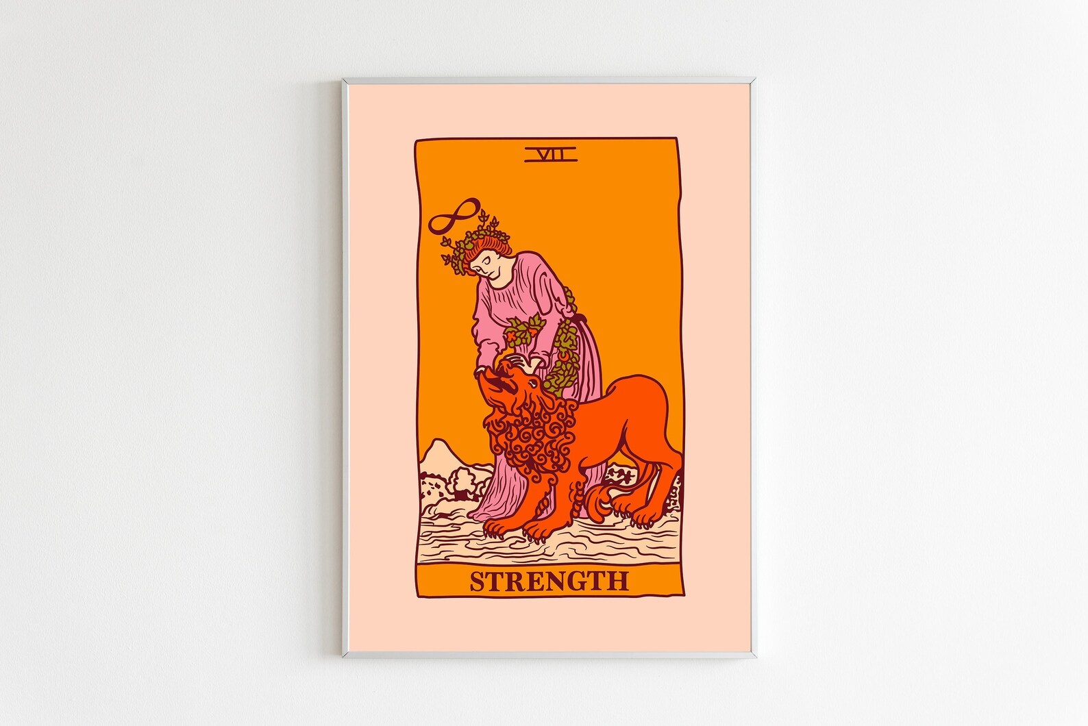 Strength Tarot Card Art Print Retro Tarot Card 70s Wall Art - Etsy