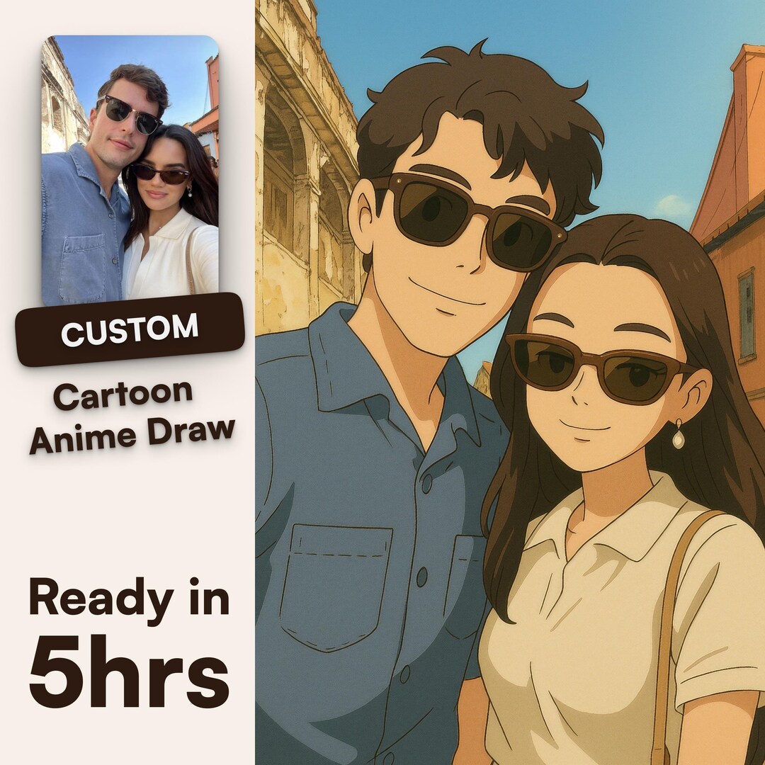 Custom Anime Style Portrait: Personalized Ghibli Style Gift (digital ...