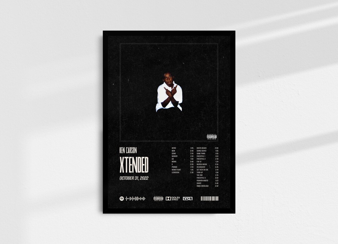 Ken Carson Xtended Poster, Album Cover Tracklist Wall Art, Music Room ...