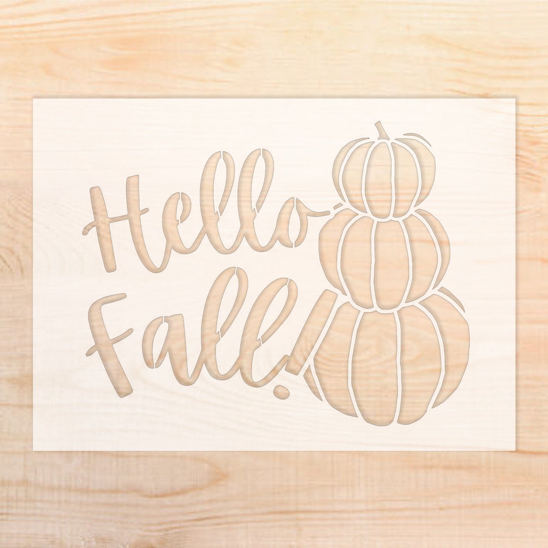 Hello Fall Stencil Fall Pumpkins Reusable Stencil Doormat Stencil ...