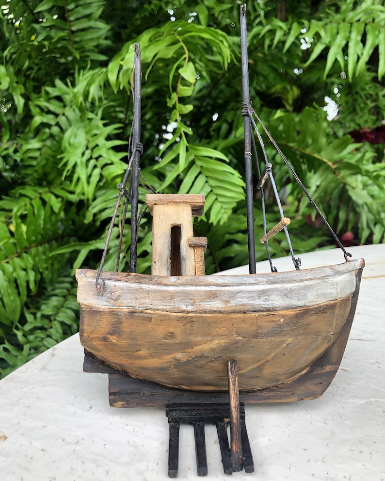 Handcrafted Wooden Sailboat Model Small - Etsy
