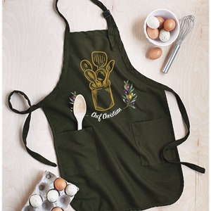 Personalized Apron,kitchen Apron, Custom Chef Apron, Olive Branch Apron ...
