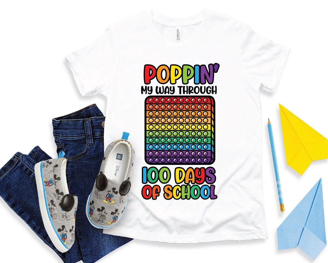 100 Days of School Shirt: Rainbow Popping Design - Etsy