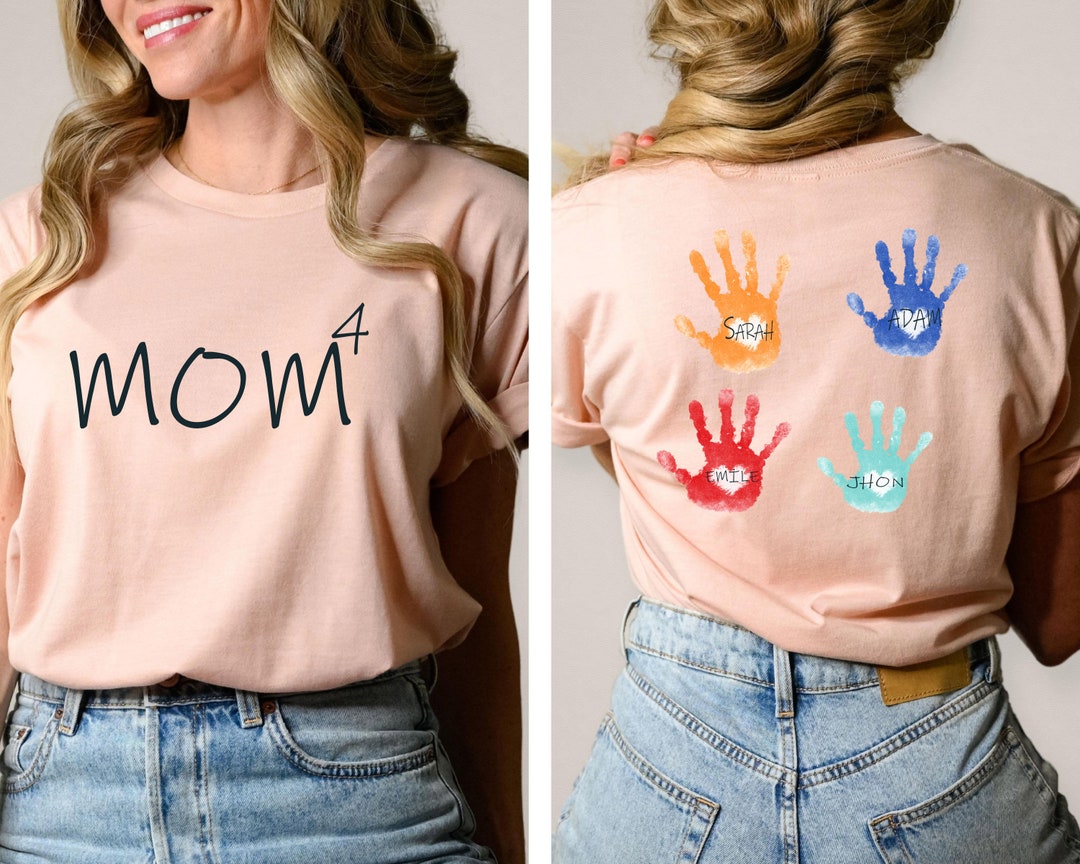 Custom Mom Shirt,mother With Child's Hands Print, Mom to the Power Of ...