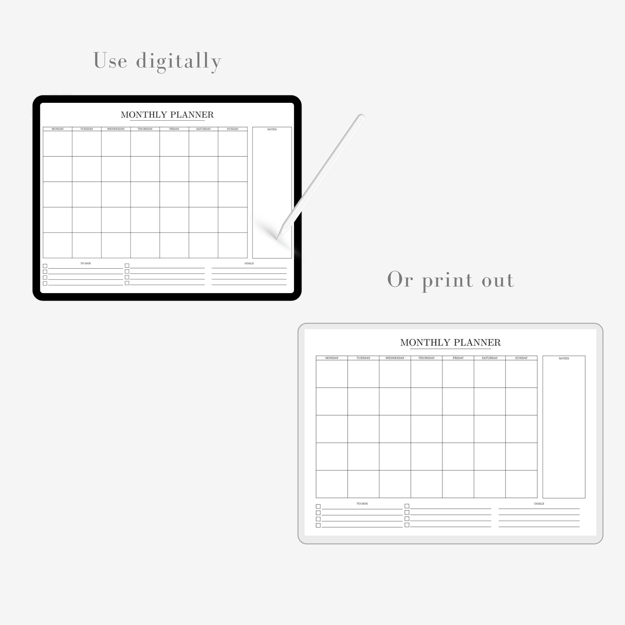 Monthly Planner Poster Blank Monthly Calendar Undated - Etsy