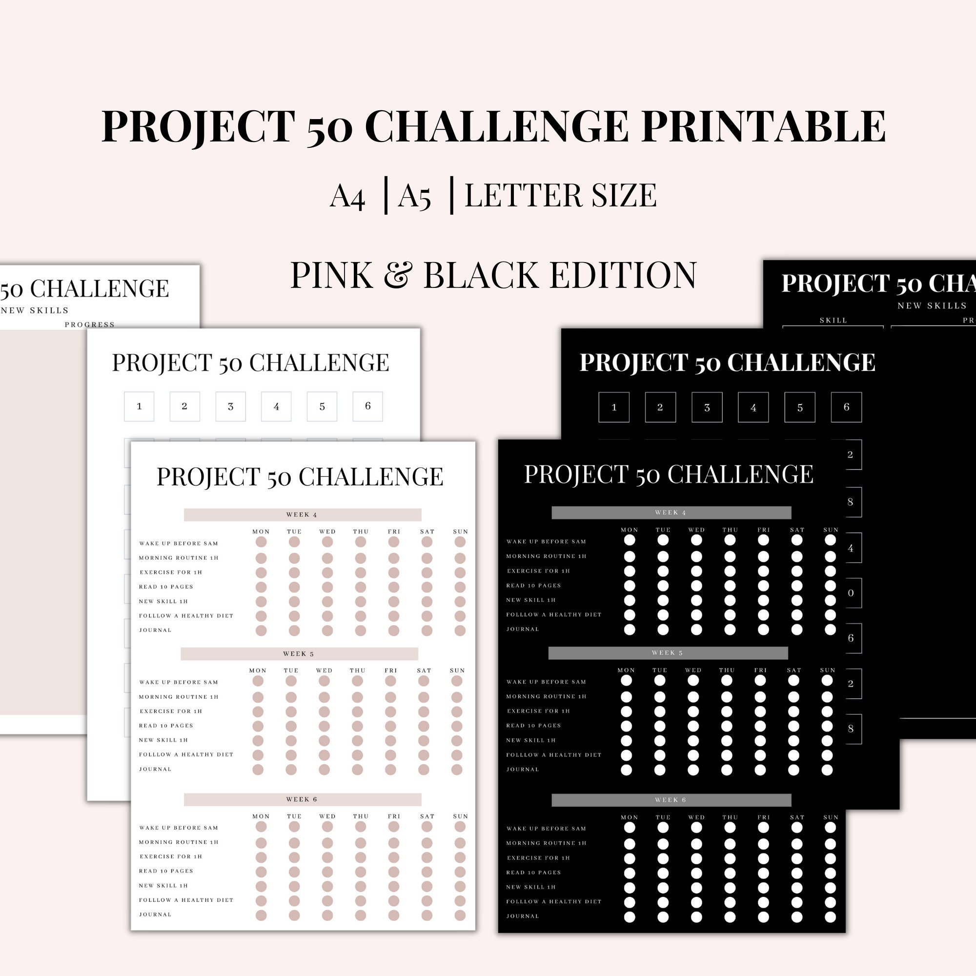 Project 50 Challenge Tracker Fitness & Health Planner Challenge Tracker ...