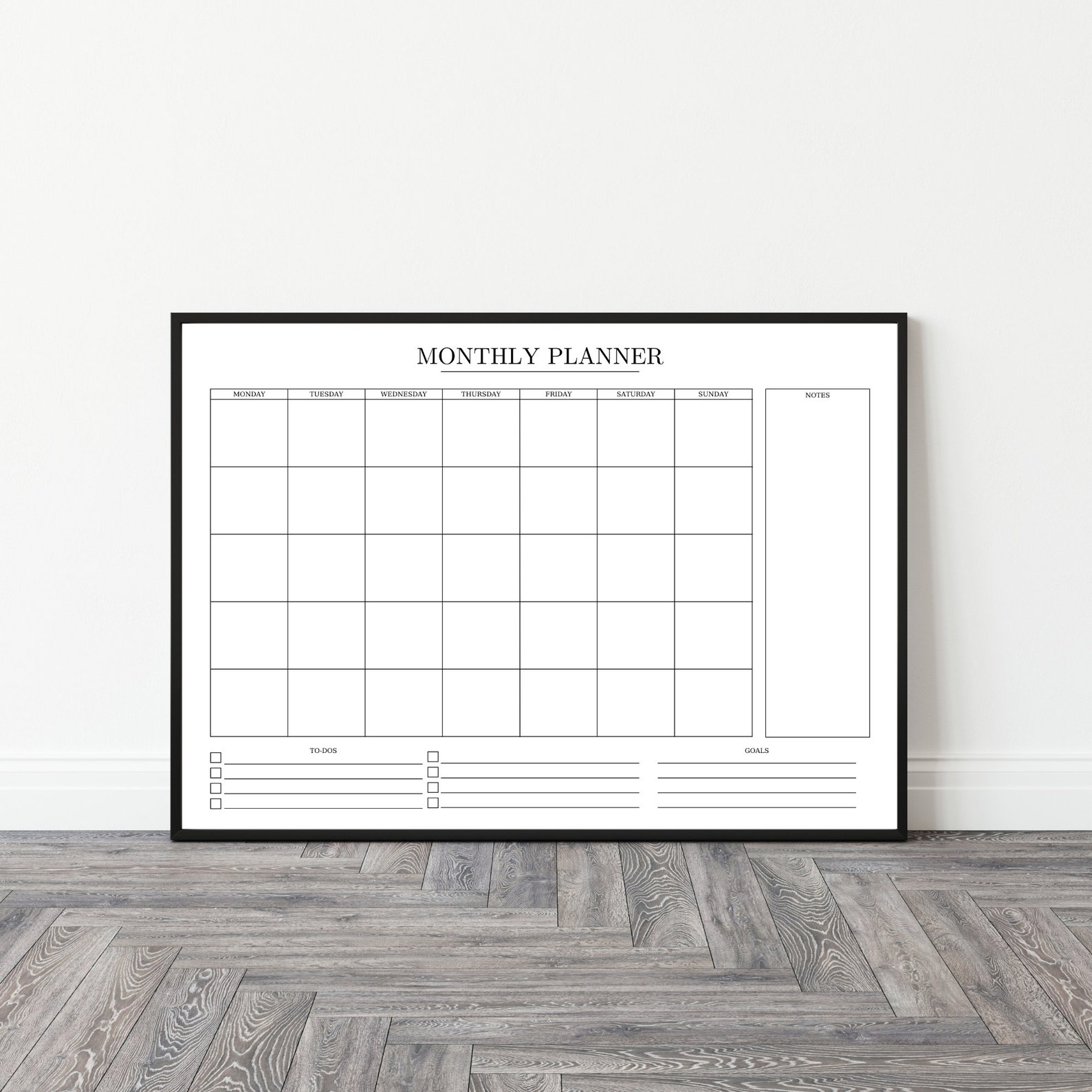 Monthly Planner Poster Blank Monthly Calendar Undated Planner Instant ...