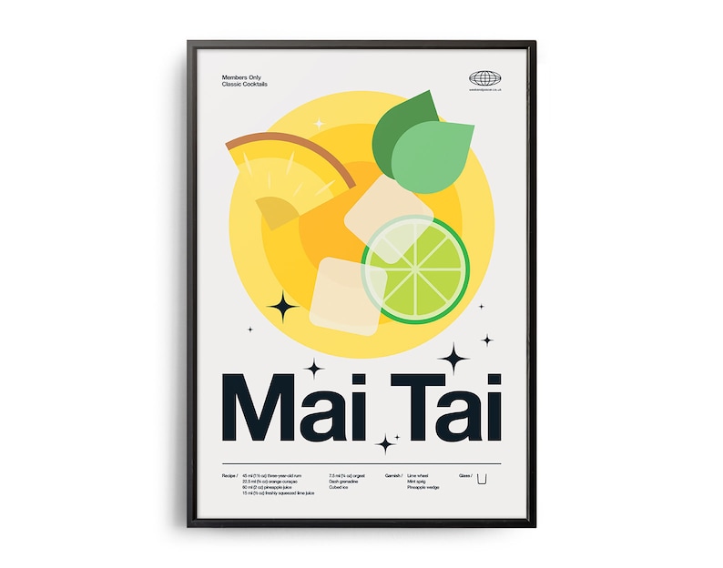 Midcentury Mai Tai Cocktail Poster Mai Tai Cocktail Print - Etsy