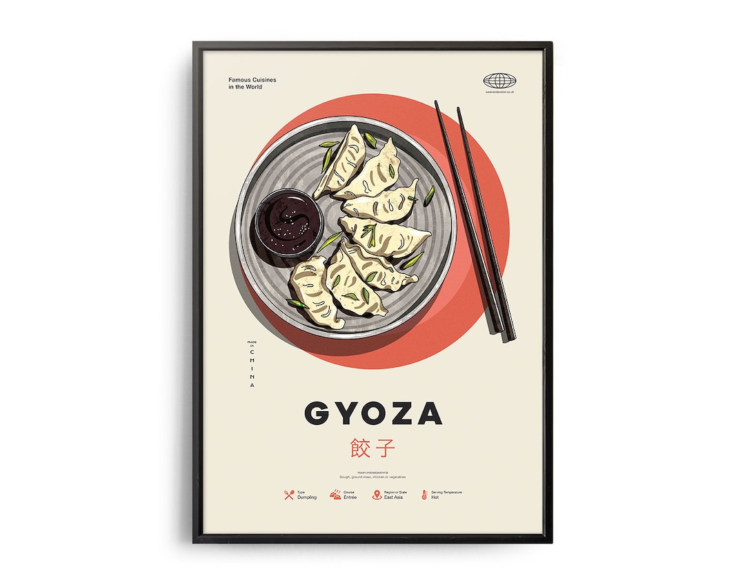 GYOZA Poster, Midcentury Gyoza Print, Food Wall Art, Food Recipe Wall ...