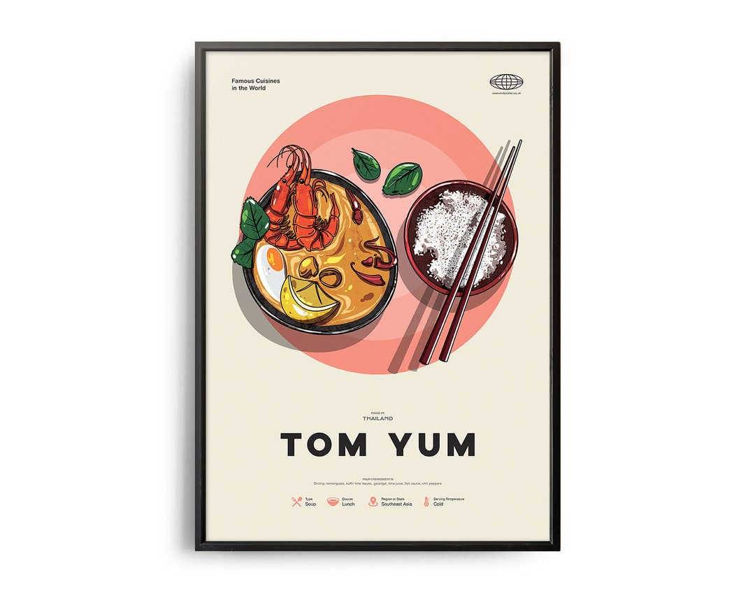 TOM YUM Poster, Midcentury Tom Yum Print, Food Wall Art, Food Recipe ...