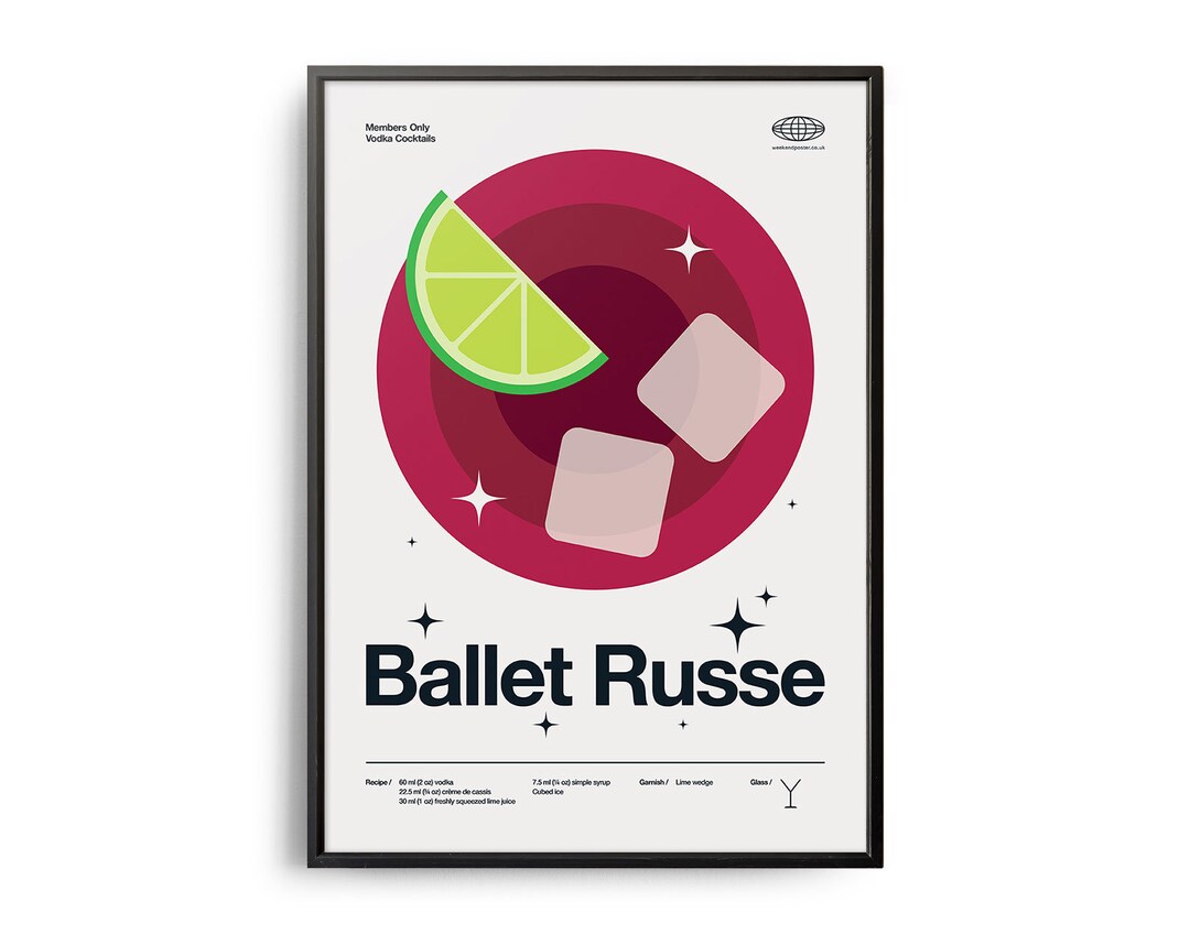 Midcentury Ballet Russe Cocktail Poster, Ballet Russe Cocktail Print ...