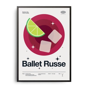Midcentury Ballet Russe Cocktail Poster, Ballet Russe Cocktail Print ...
