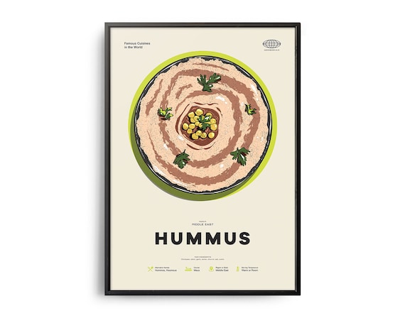 HUMMUS Poster Midcentury Hummus Print Food Wall Art Food - Etsy