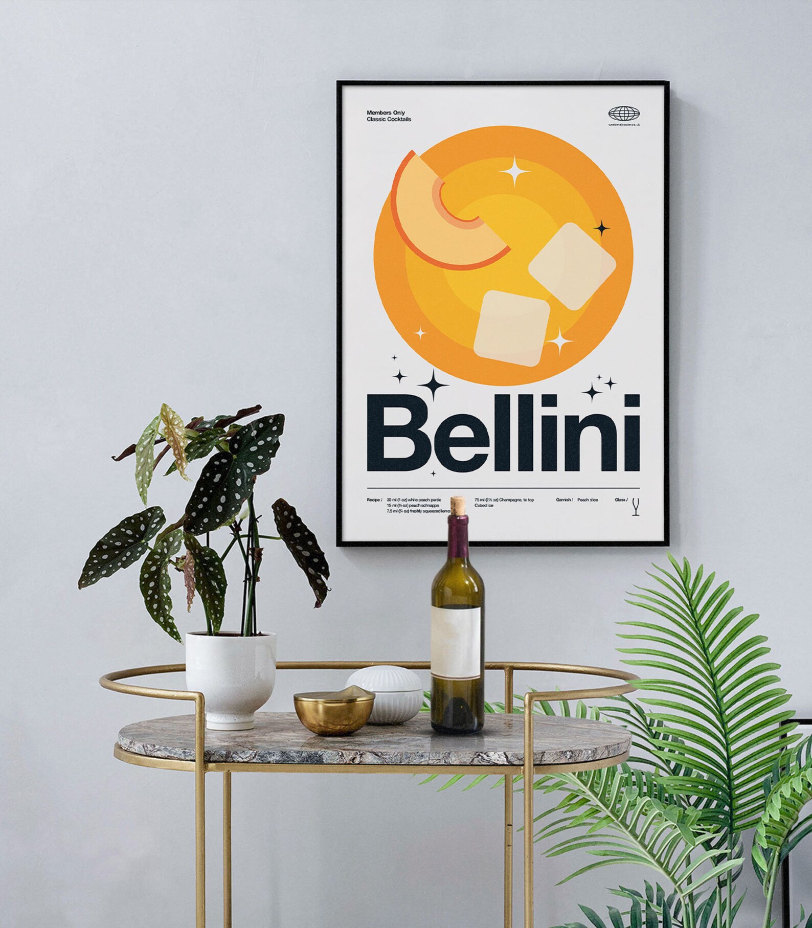 Midcentury Bellini Cocktail Poster, Bellini Cocktail Print, Cocktail ...