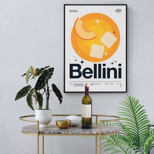 Midcentury Bellini Cocktail Poster, Bellini Cocktail Print, Cocktail ...