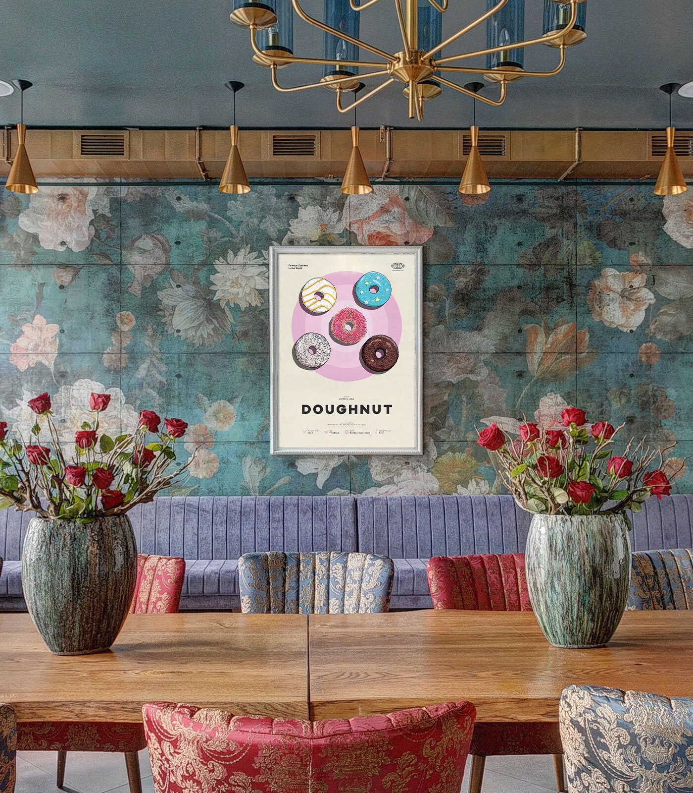 DOUGHNUT Poster, Midcentury Doughnut Print, Food Wall Art, Food Recipe ...