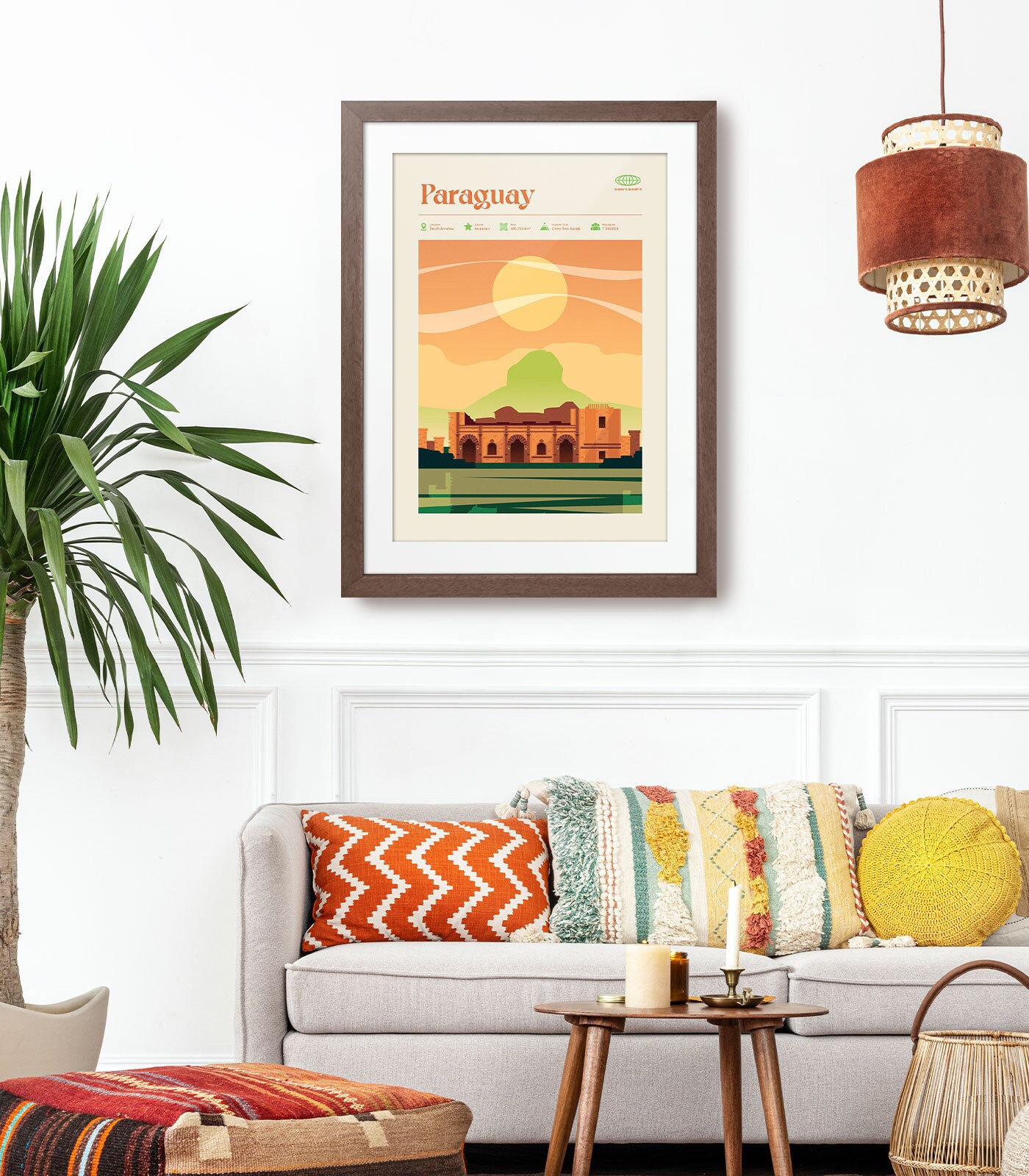 Midcentury Paraguay Print, Paraguay Landmarks, Tourist Attractions ...