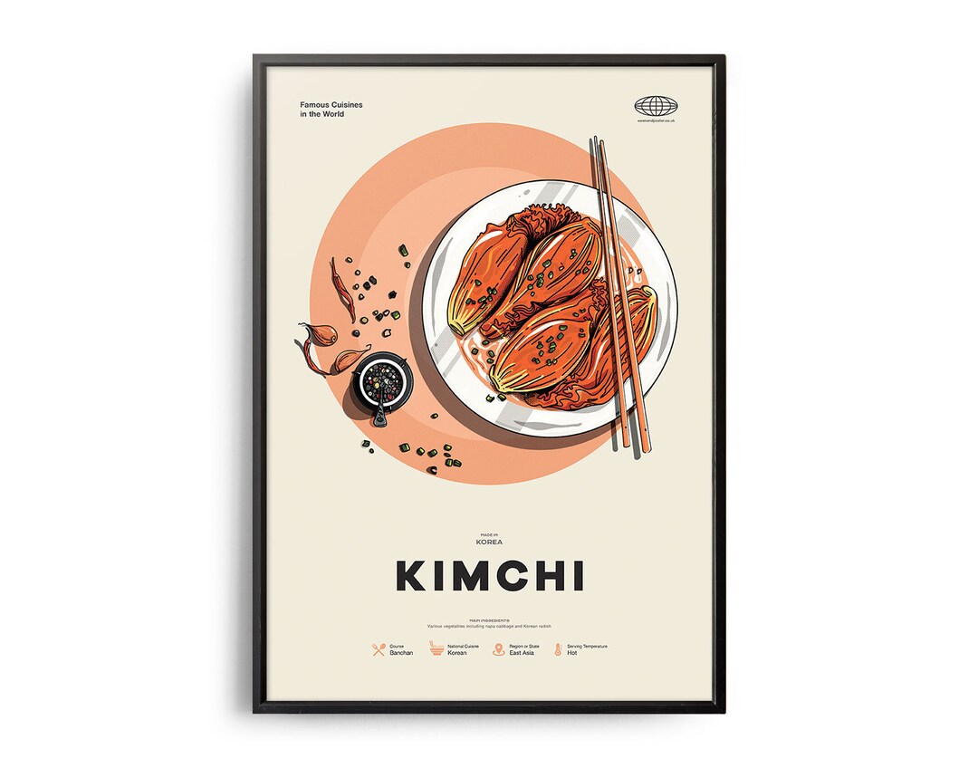 KIMCHI Poster, Midcentury Kimchi Print, Food Wall Art, Food Recipe Wall ...