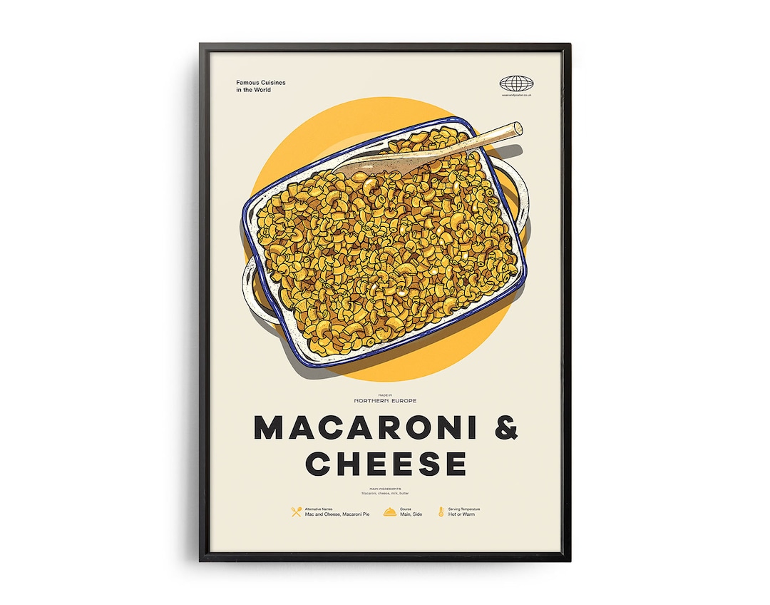 MAC & CHEESE Poster, Midcentury Mac Cheese Print, Food Wall Art, Food ...