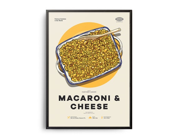 MAC & CHEESE Poster Midcentury Mac Cheese Print Food Wall - Etsy