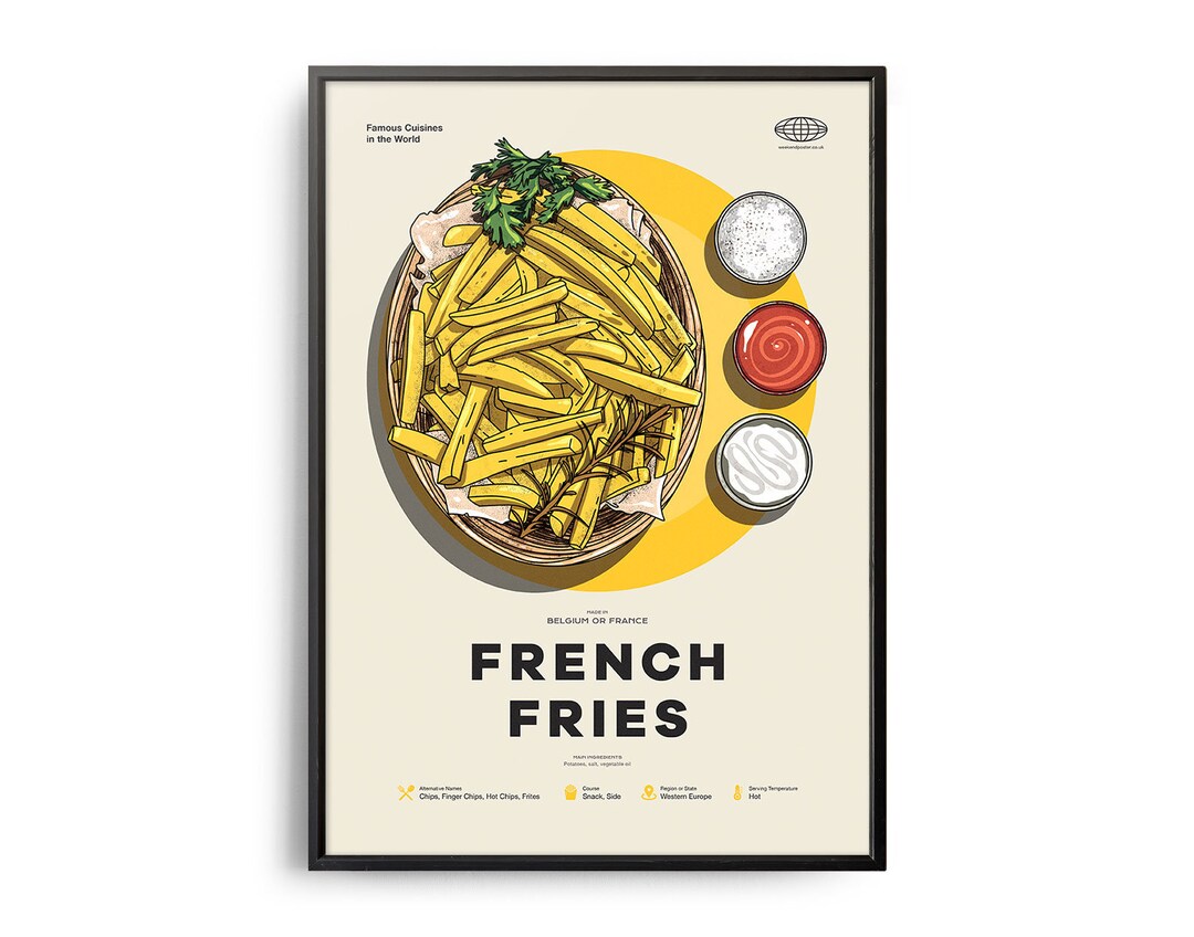 FRENCH FRIES Poster, Midcentury French Fries Print, Food Wall Art, Food ...