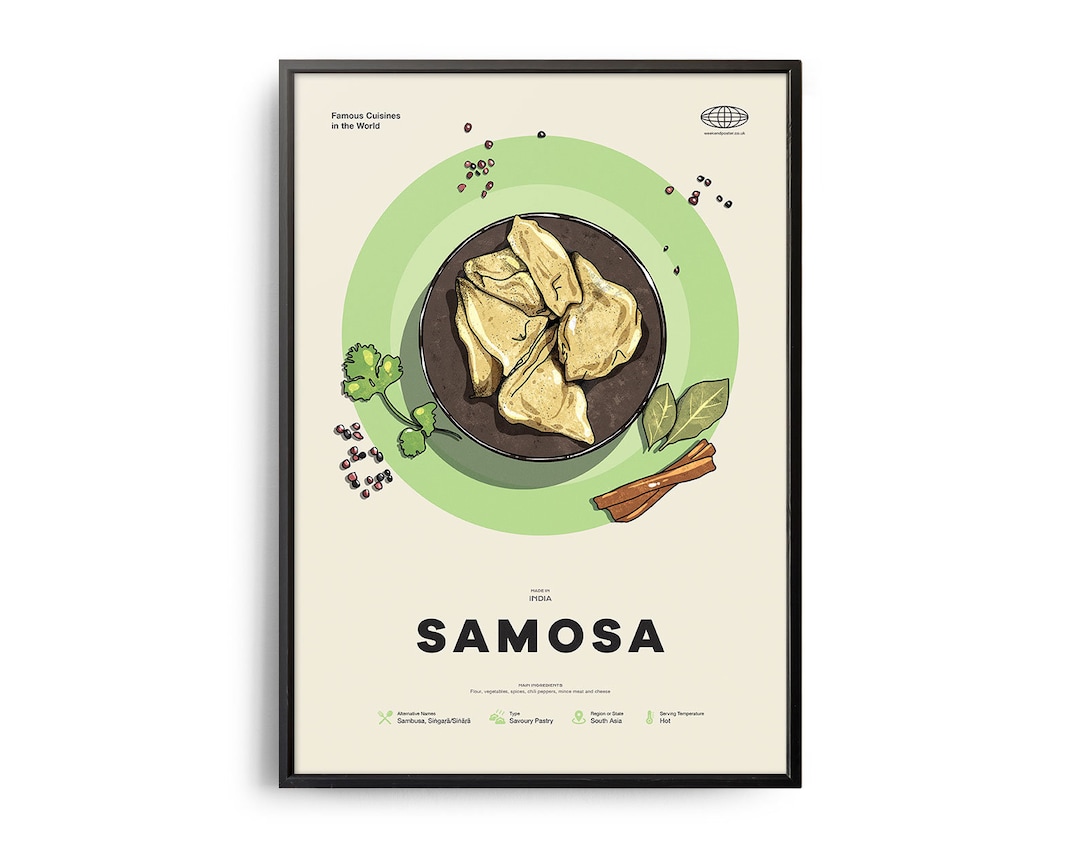 SAMOSA Poster, Midcentury Samosa Print, Food Wall Art, Food Recipe Wall ...