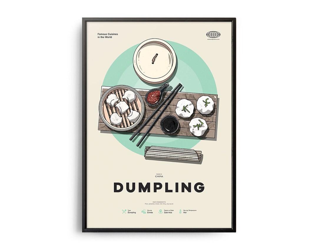 DUMPLING Poster, Midcentury Dumpling Print, Food Wall Art, Food Recipe ...