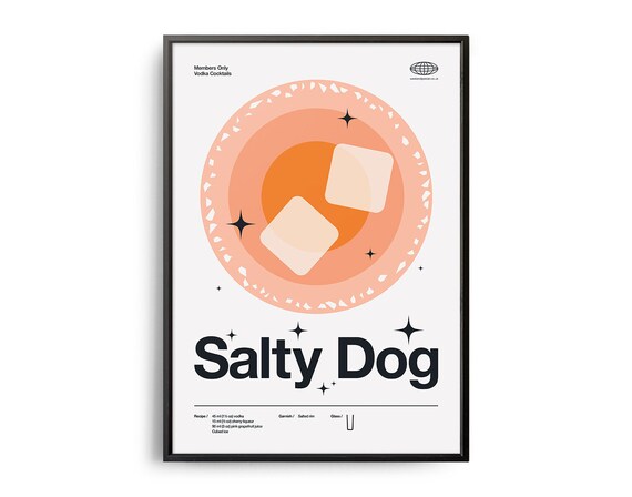 Midcentury Salty Dog Cocktail Poster Salty Dog Cocktail - Etsy