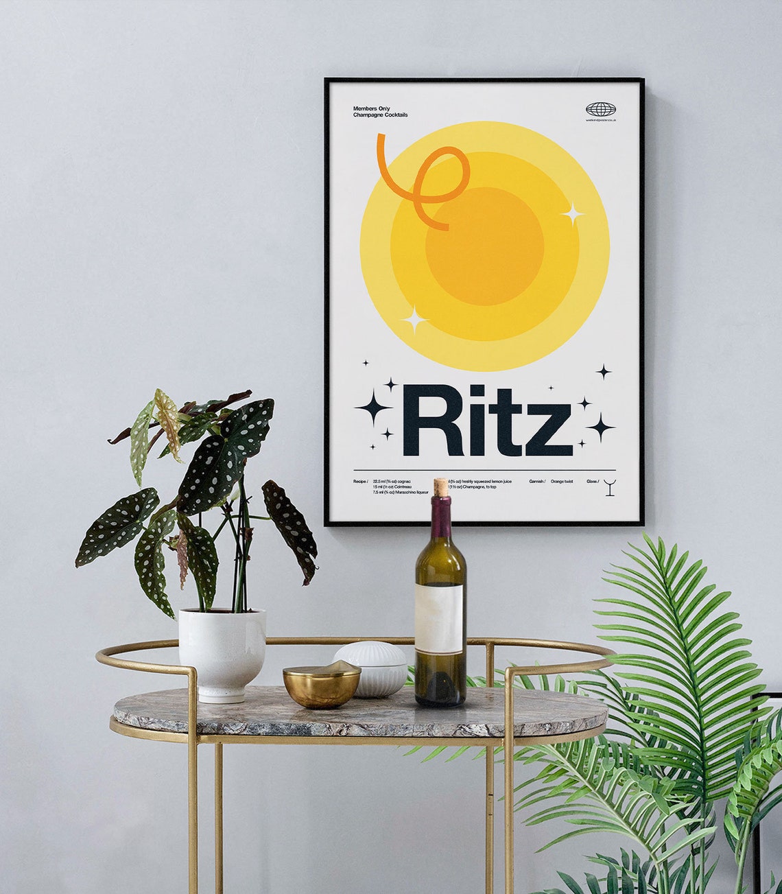 Midcentury Ritz Cocktail Poster, Ritz Cocktail Print, Cocktail Kitchen ...