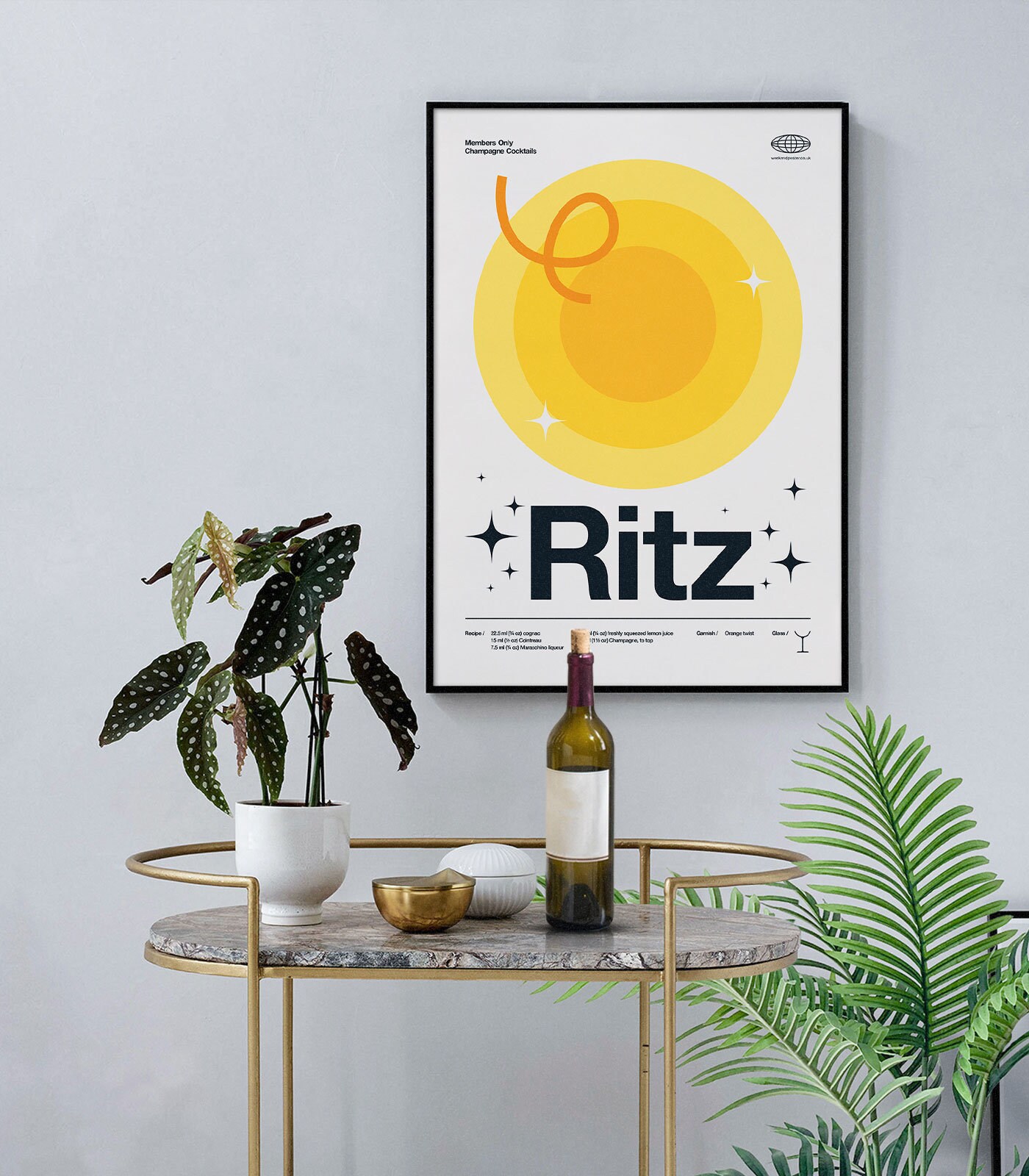 Midcentury Ritz Cocktail Poster, Ritz Cocktail Print, Cocktail Kitchen ...