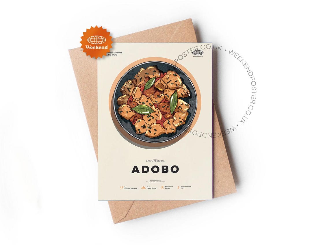 ADOBO Greeting Card, Midcentury Adobo Card, A5 Blank Card, Food Recipe ...