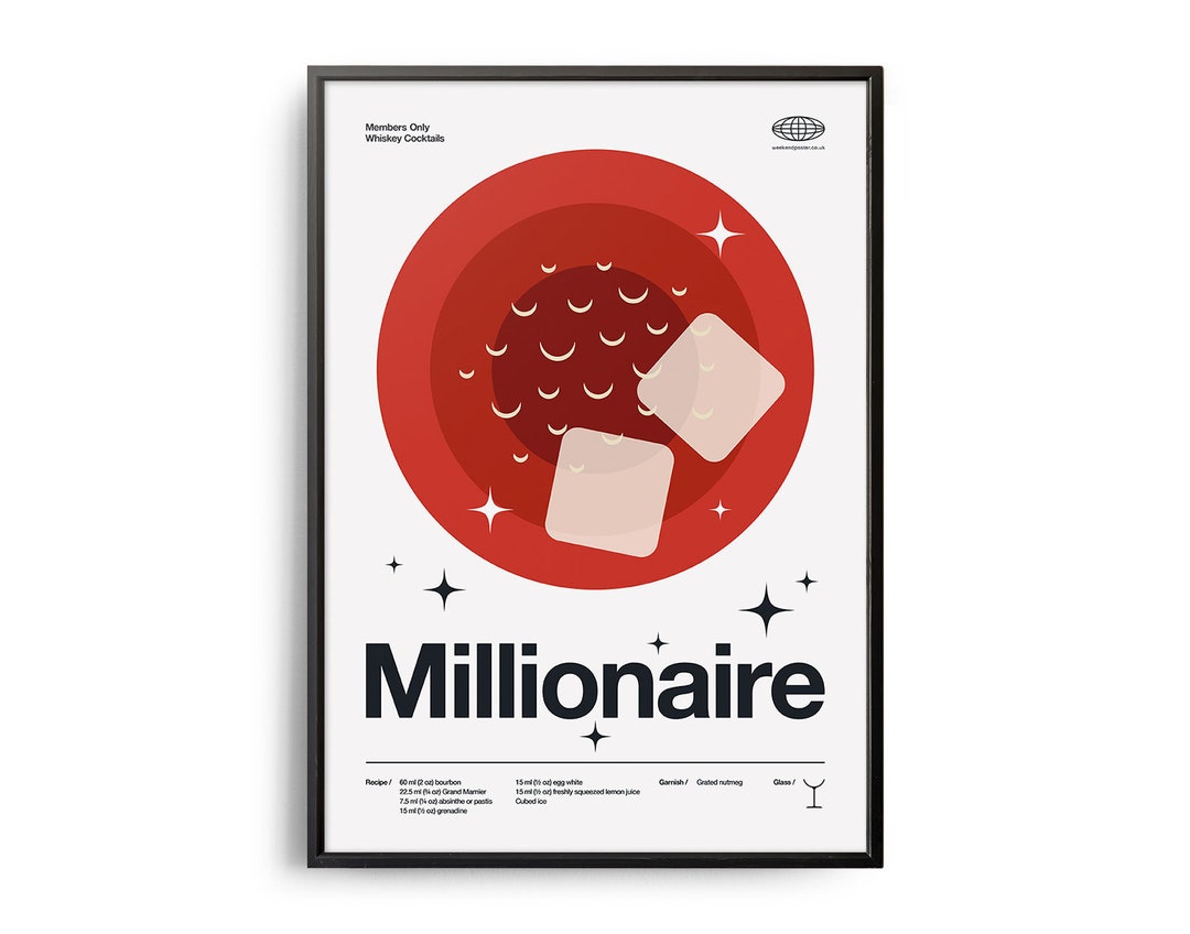 Midcentury Millionaire Cocktail Poster, Millionaire Cocktail Print ...