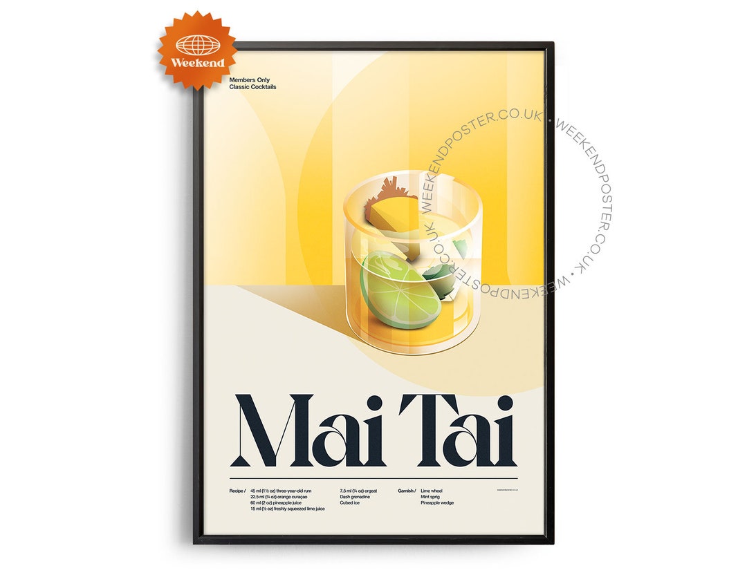 Midcentury Mai Tai Cocktail Poster, Mai Tai Cocktail Print, Cocktail ...