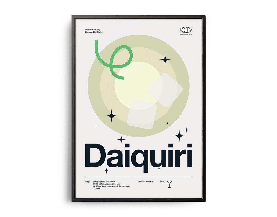 Midcentury Daiquiri Cocktail Poster, Daiquiri Cocktail Print, Cocktail ...
