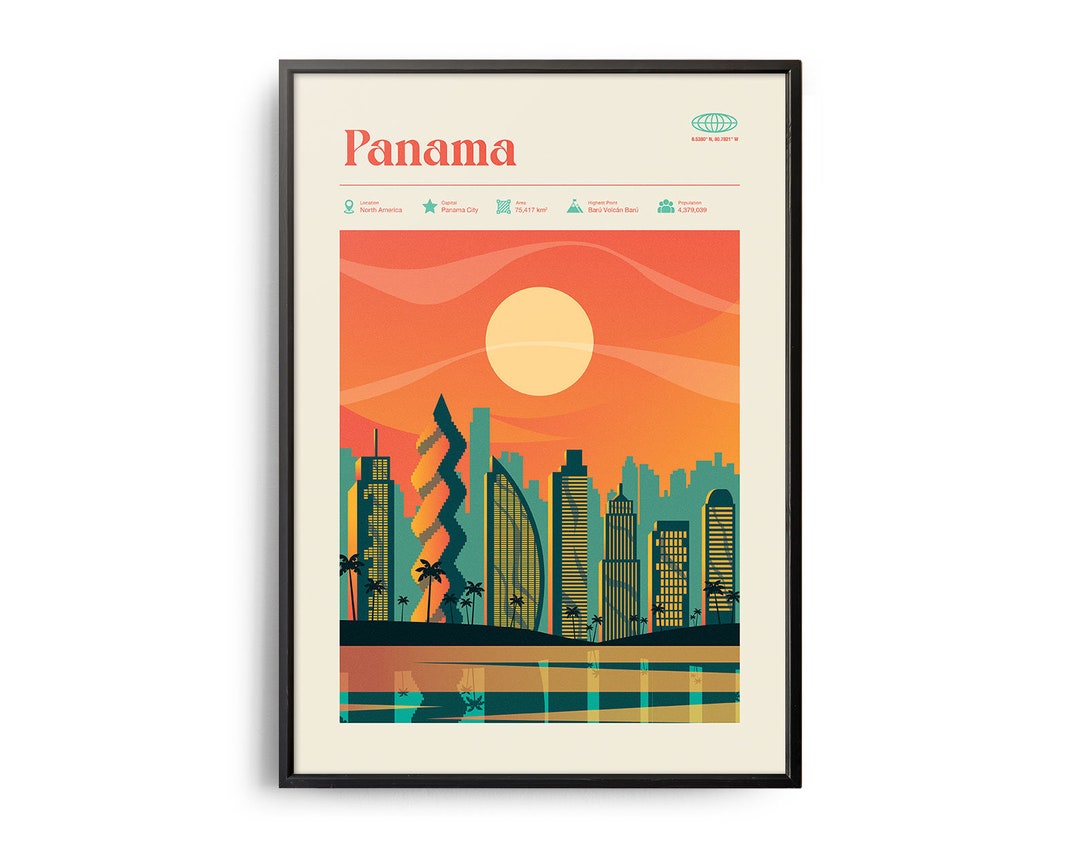 Midcentury Panama Print, Panama Landmarks, Tourist Attractions, Retro ...