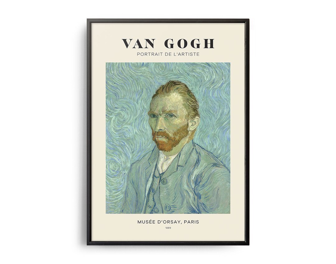 Van Gogh Portrait De L'artiste Mid-century Art Poster, Famous Painting ...