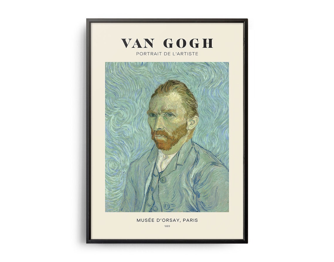 Van Gogh Portrait De L'artiste Mid-century Art Poster, Famous Painting ...