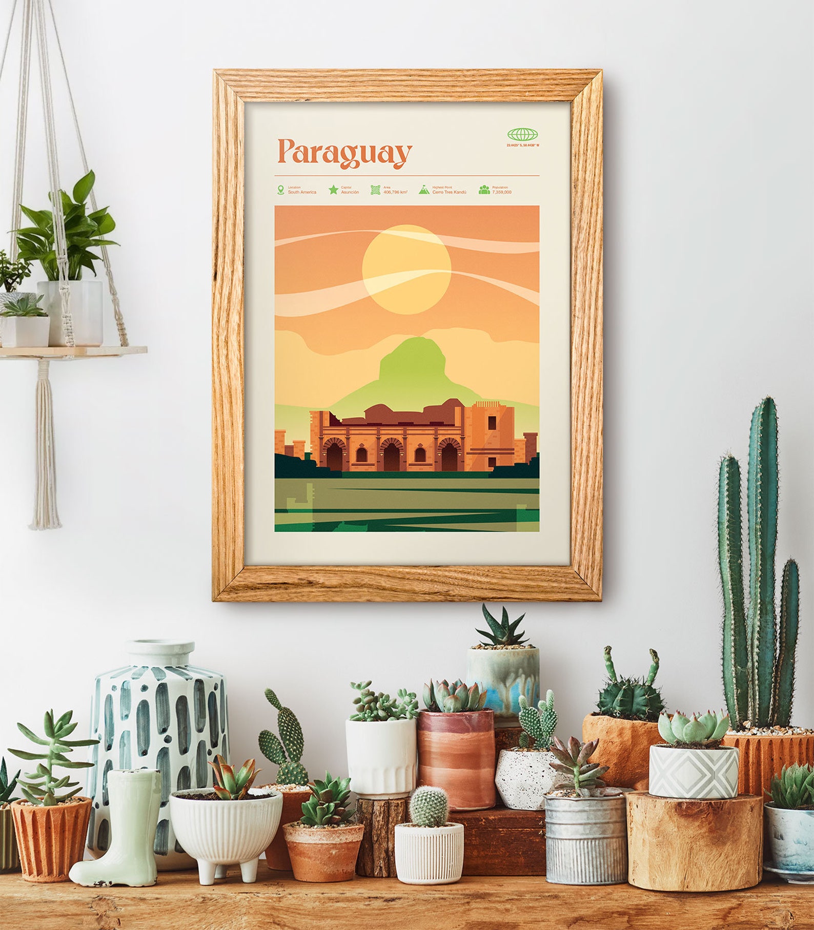 Midcentury Paraguay Print, Paraguay Landmarks, Tourist Attractions ...