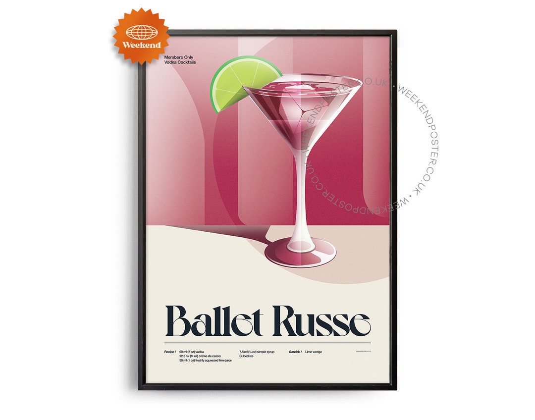 Midcentury Ballet Russe Cocktail Poster, Ballet Russe Cocktail Print ...