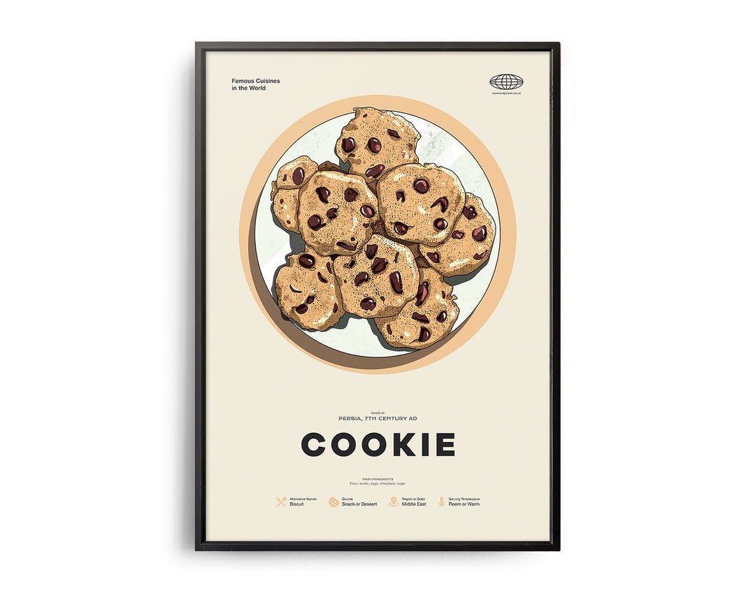 COOKIE Poster, Midcentury Cookie Print, Food Wall Art, Food Recipe Wall ...