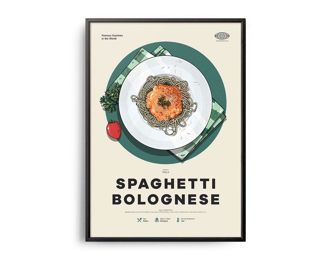SPAGHETTI Poster, Midcentury Spaghetti Print, Food Wall Art, Food ...