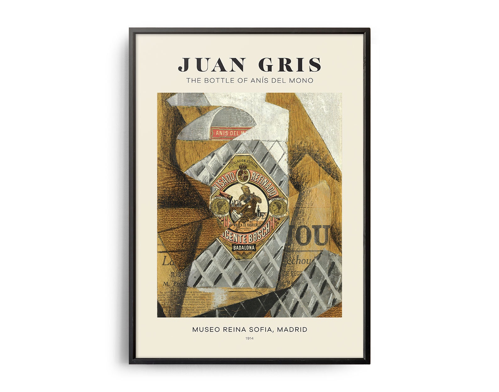 Juan Gris the Bottle of Anís Del Mono Mid-century Art Poster, Famous ...