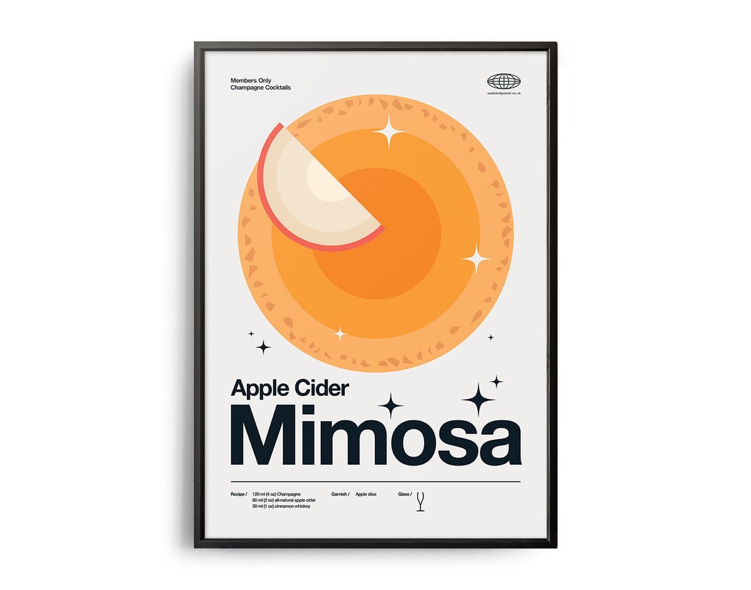 Midcentury Apple Cider Mimosa Cocktail Poster, Apple Cider Mimosa ...