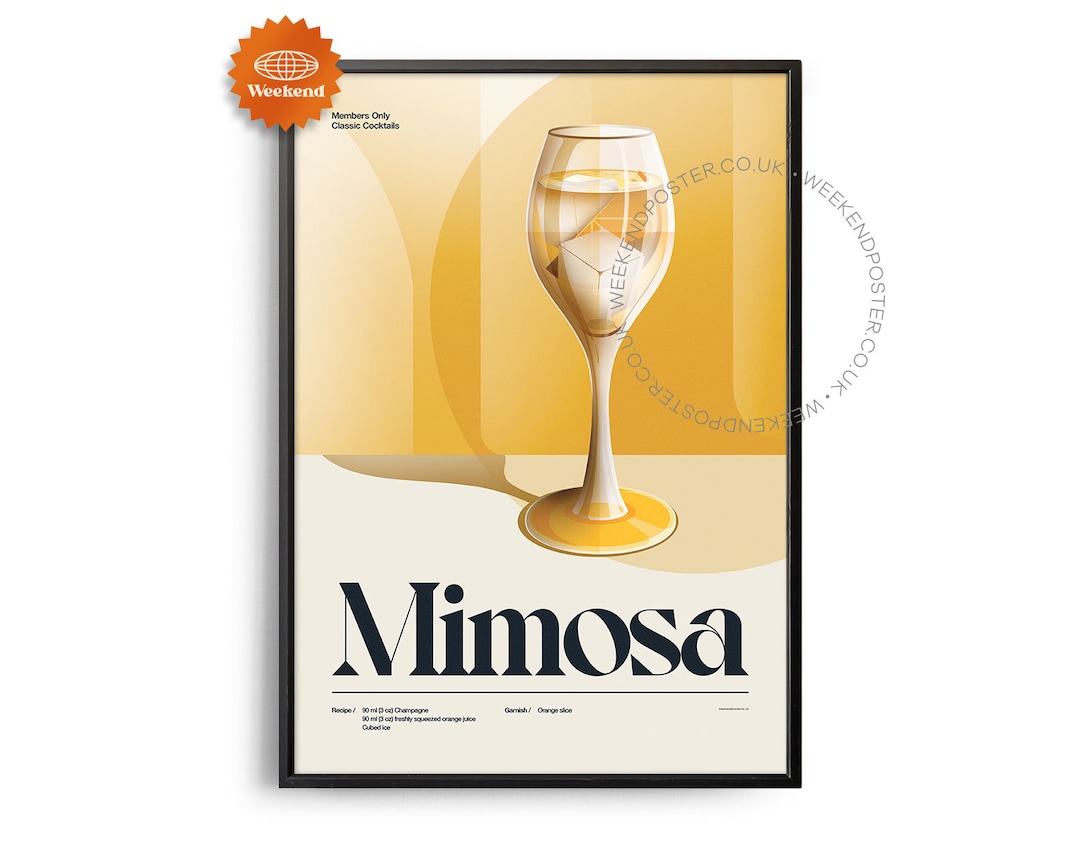 Midcentury Mimosa Cocktail Poster, Mimosa Cocktail Print, Cocktail ...